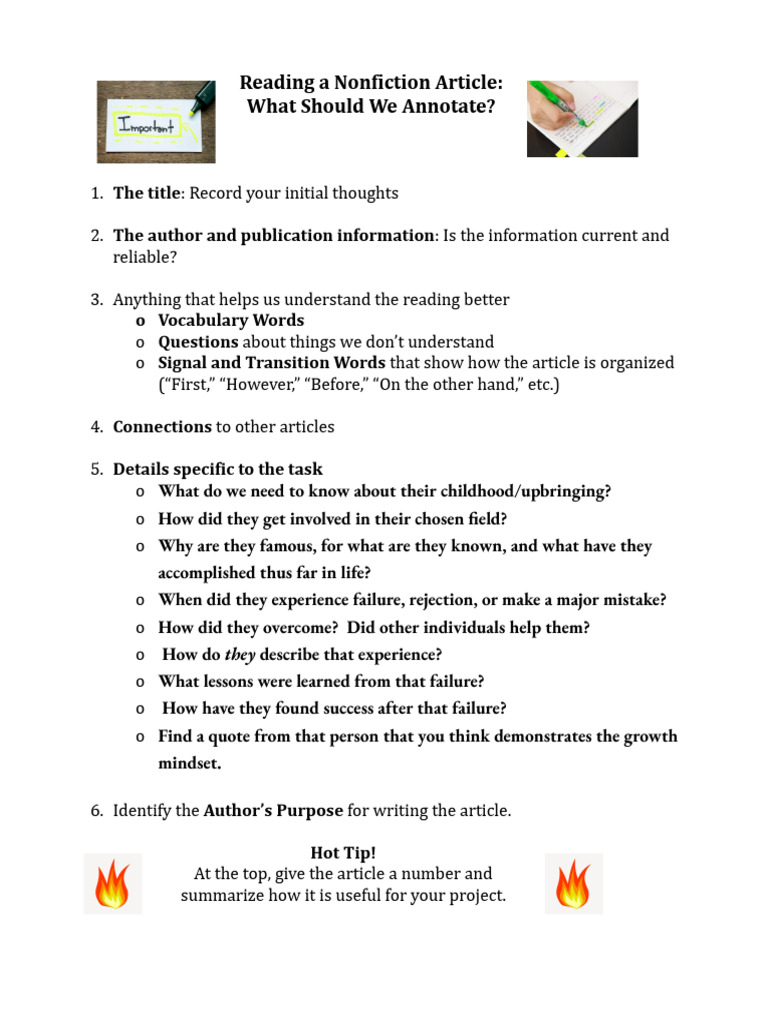 Reading A Nonfiction Article Annotations | PDF | Science & Mathematics