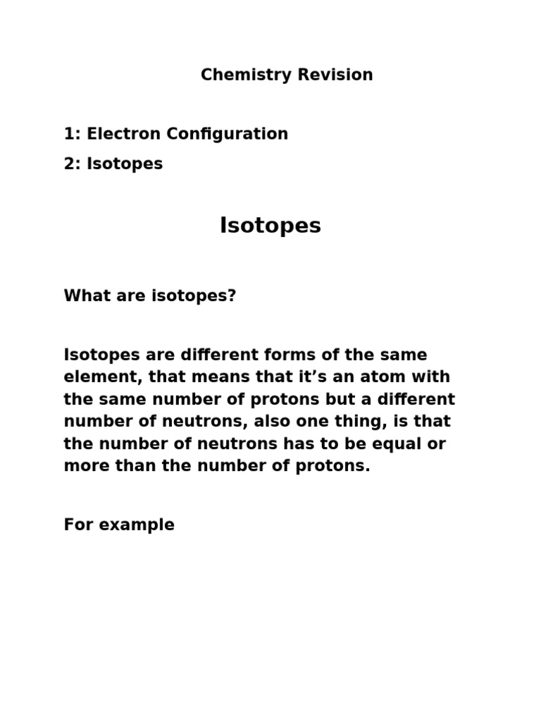 Chemistry Revision | PDF | Isotope | Atoms