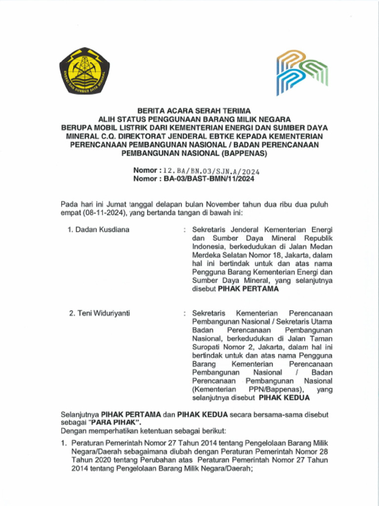 Lampiran II - BAST Alih Status KESDM | PDF