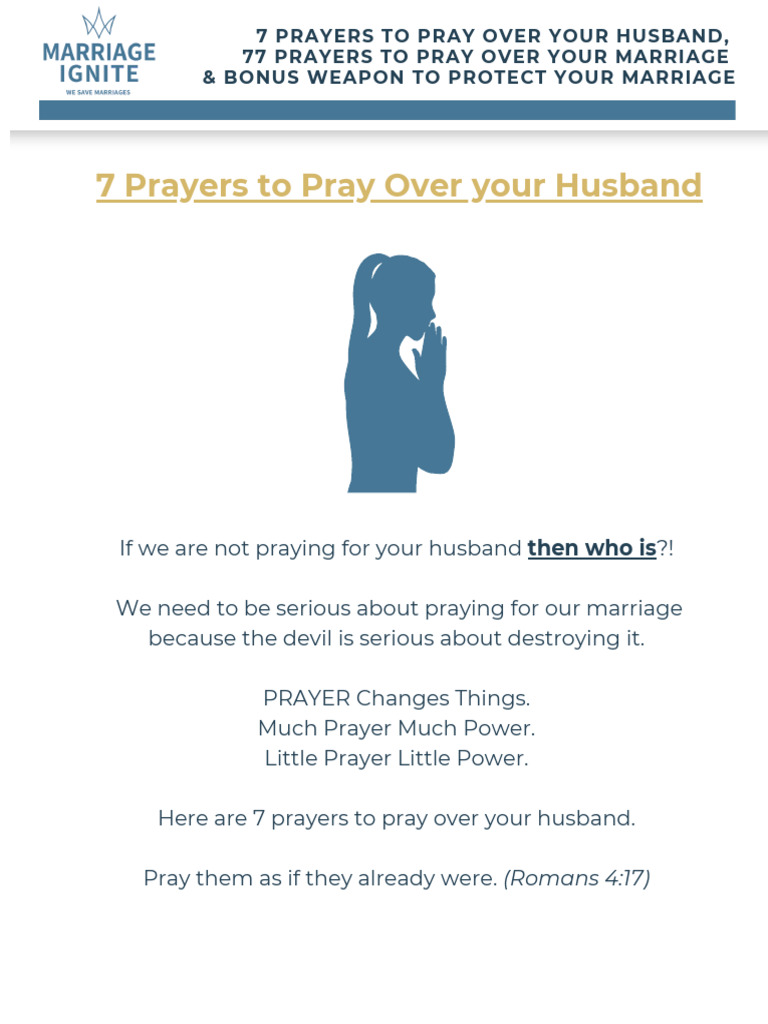 7 Prayers To Pray Over Your Husband 77 Prayers To Pray Over Your ...