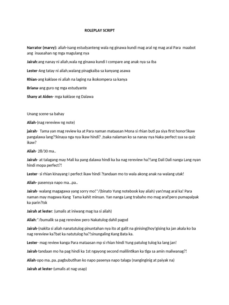 Aliah Script Roleplay | PDF