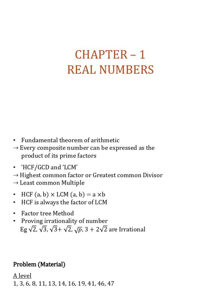 Real Numbers Point Note | PDF | Science & Mathematics