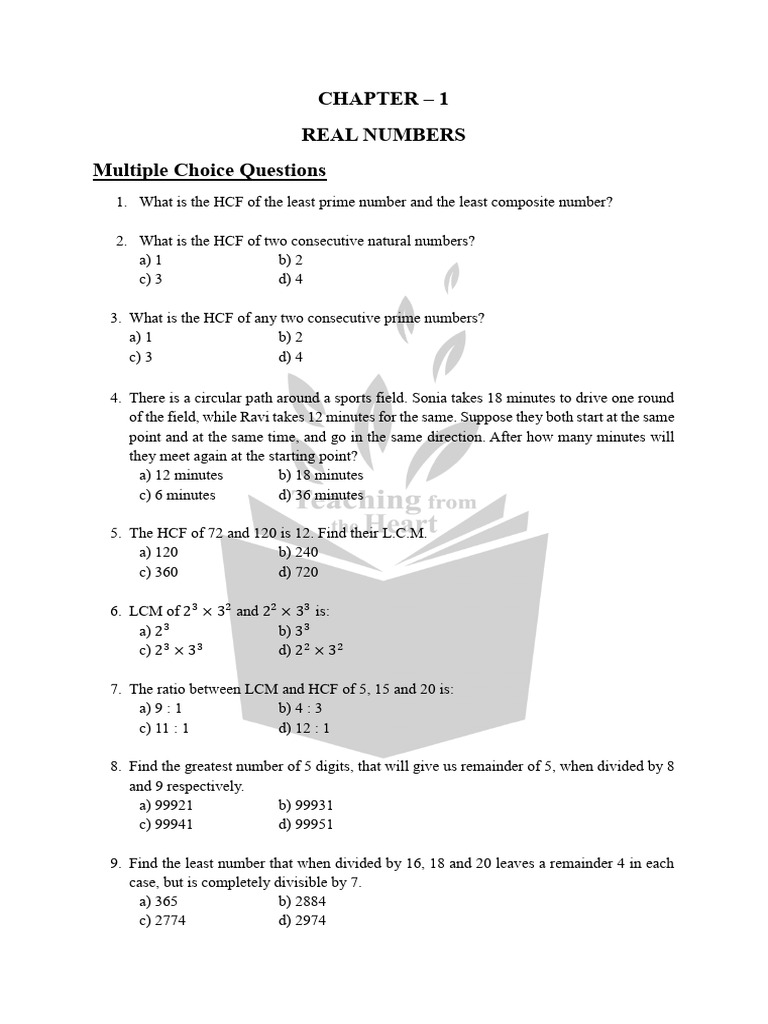 Maths - Real Numbers Multiple Choice Qstns | PDF | Mathematical Concepts | Number Theory