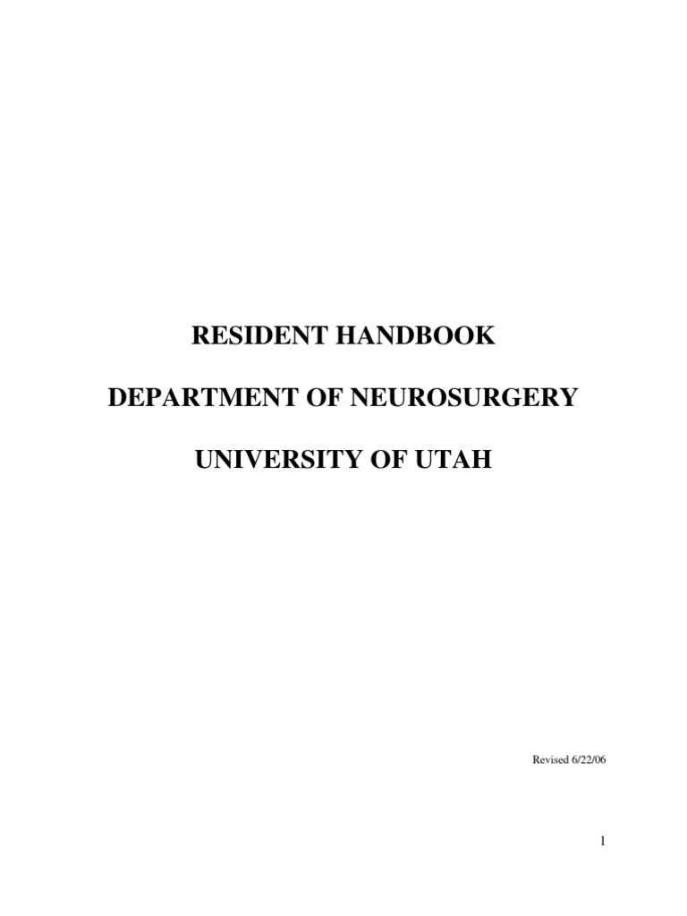 Resident Handbook | PDF | Neurosurgery | Neuropathology