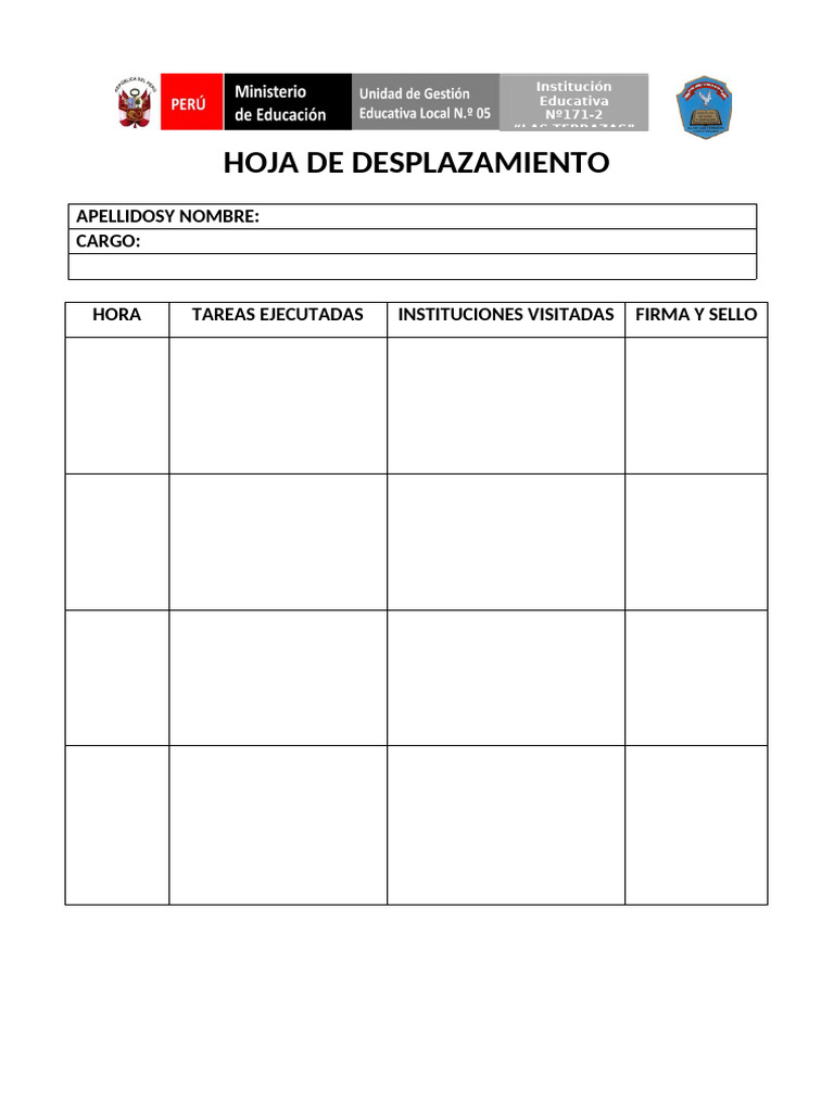 Hoja de Desplazamiento Educativa | PDF