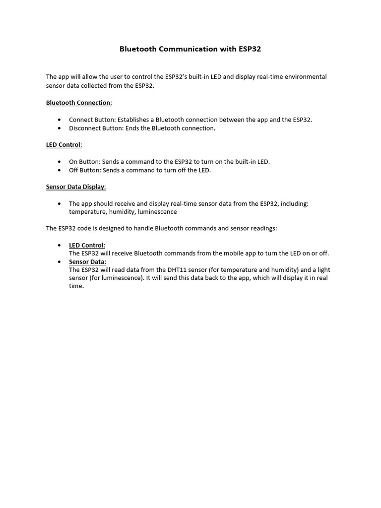 Bluetooth Communication With ESP32 | PDF