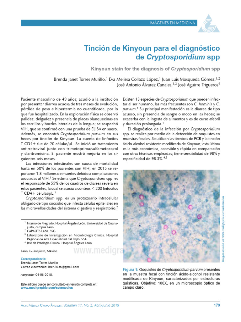 Tincion de Kinyoun Para El Diagnostico de Cryptosp-1 | PDF | VIH | Diarrea