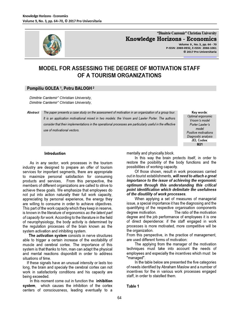Model For Assessing The Degree of Motivation Staff | PDF | Motivation ...