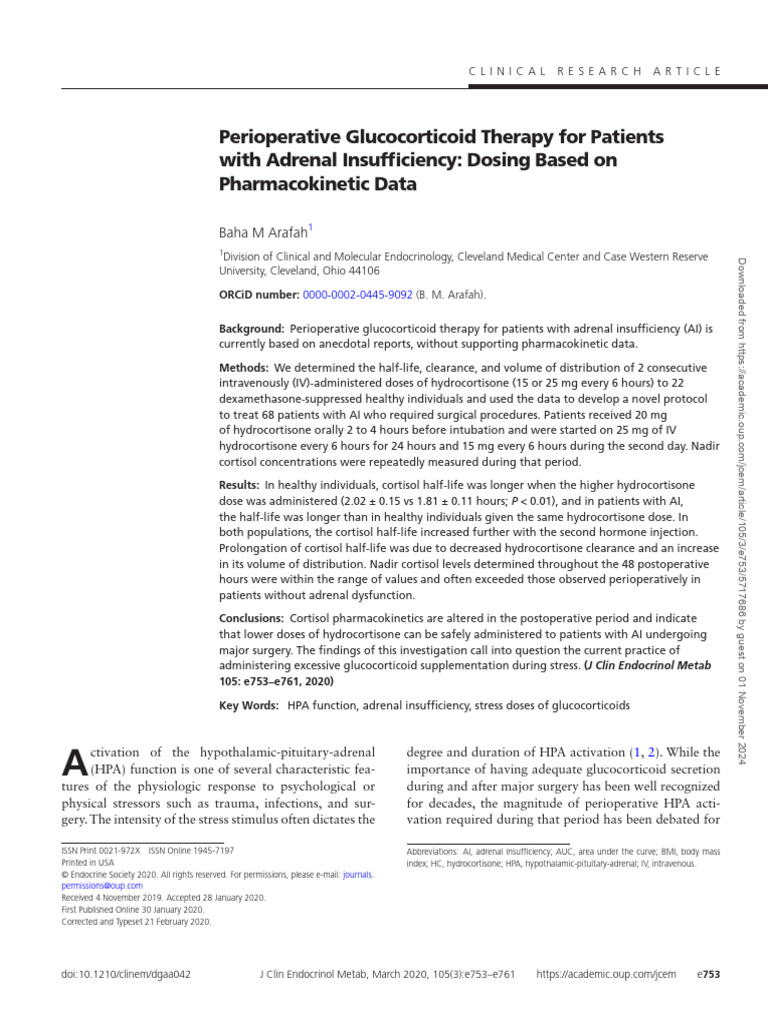 Jcem 105 3 E753 | PDF | Glucocorticoid | Hypothalamic–Pituitary–Adrenal Axis