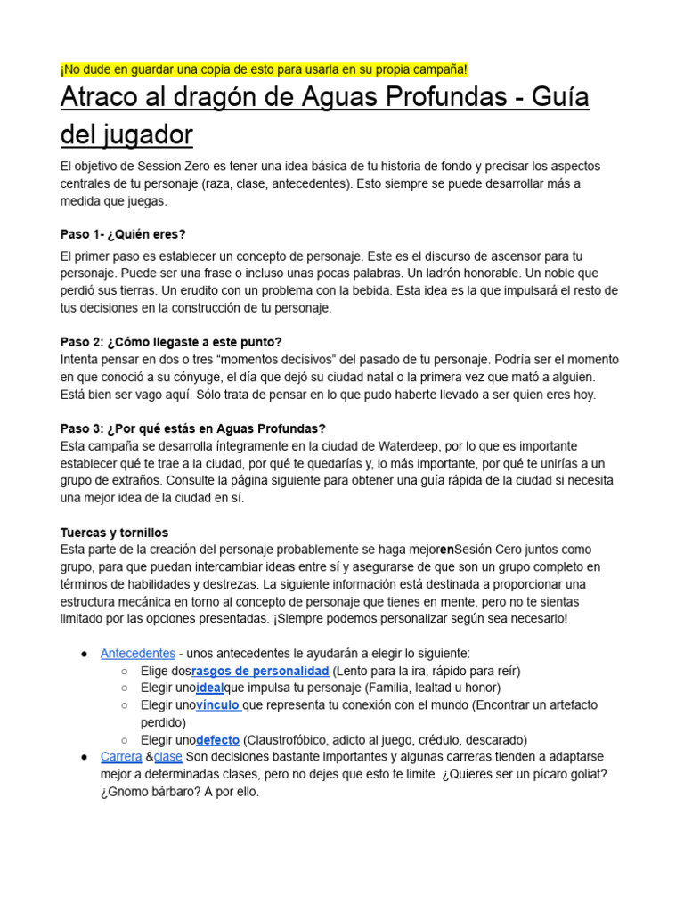 Copia Traducida de Copia de Waterdeep Dragon Heist - Primer - Player ...