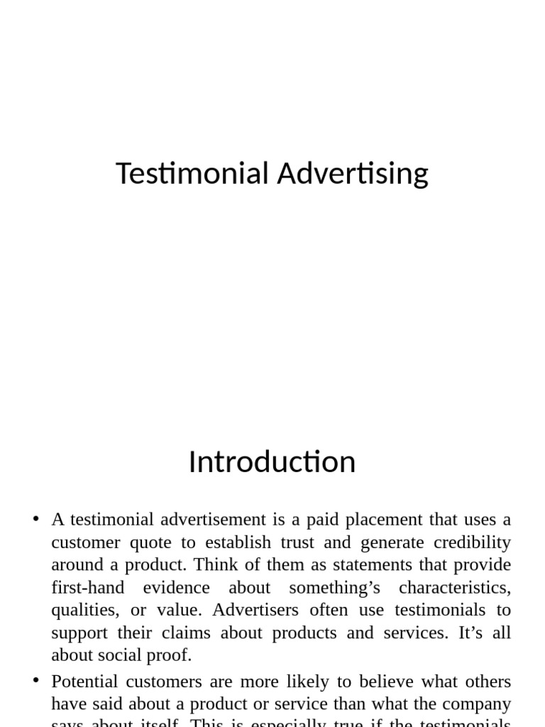 Testimonial Advertising | PDF | Advertising | Communication