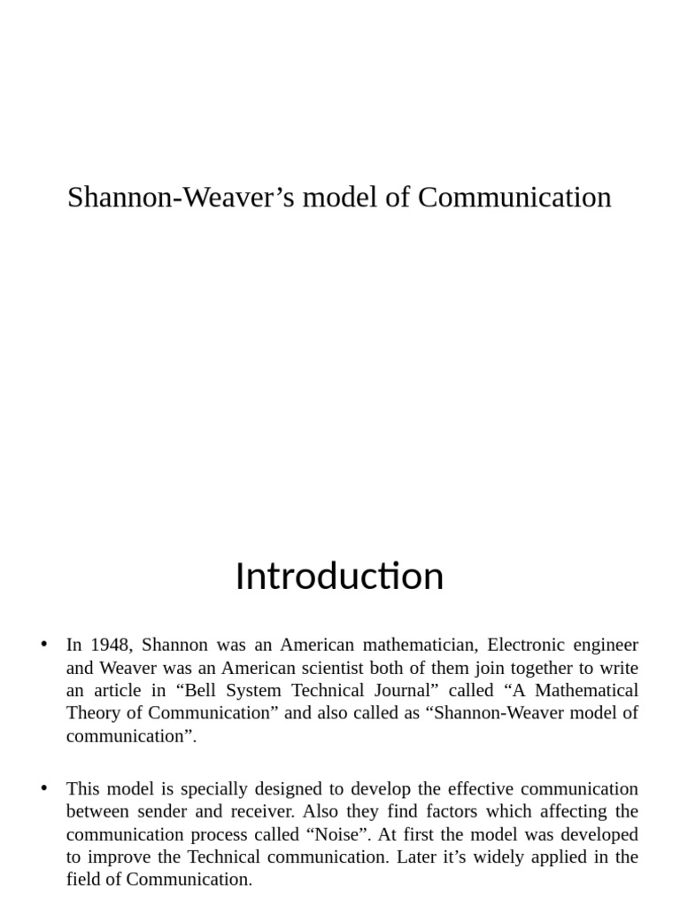 Shannon-Weaver Model of Communication | PDF | Communication | Code