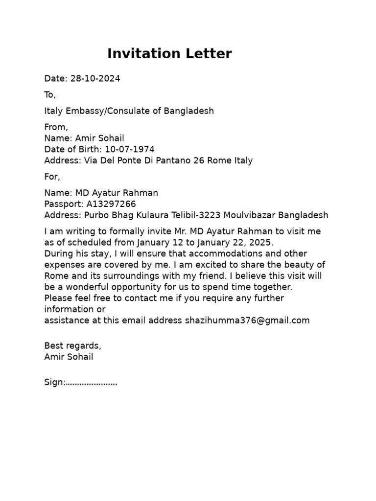 Sponsor Invitation Letter | PDF