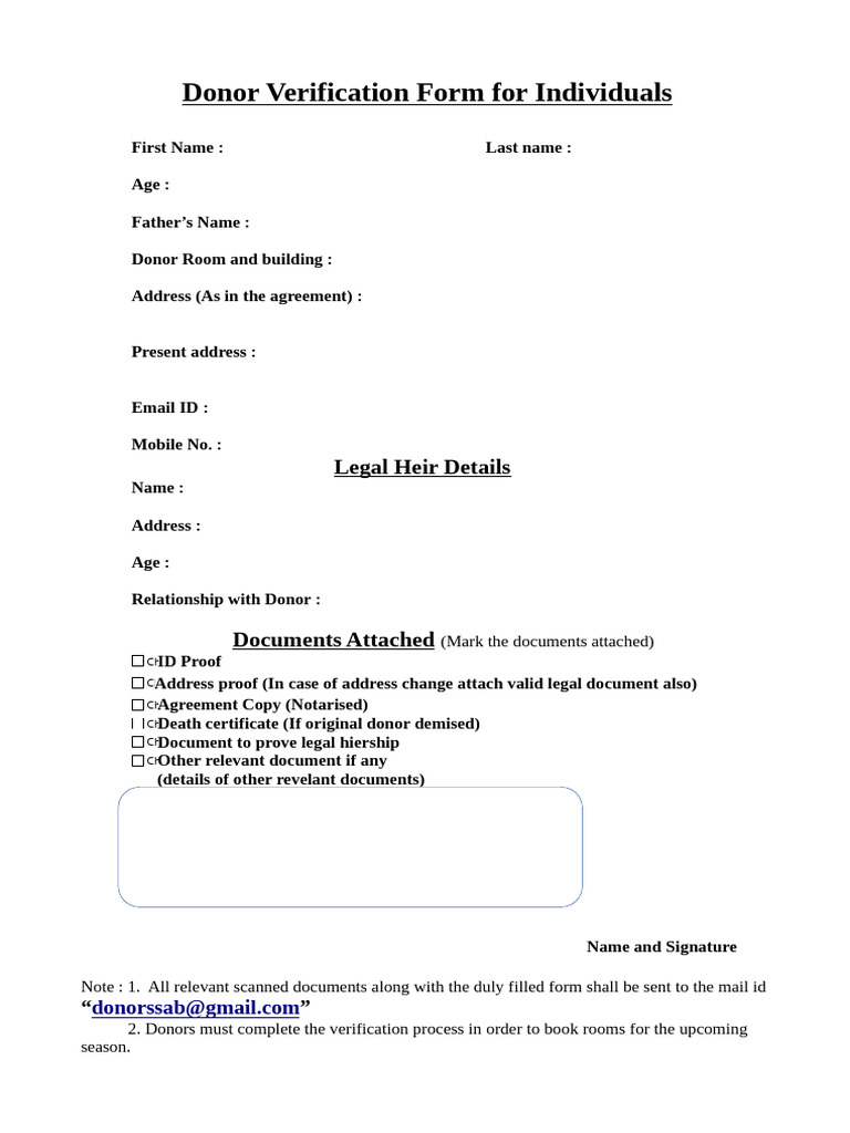 Donor Verification Form Guide | PDF