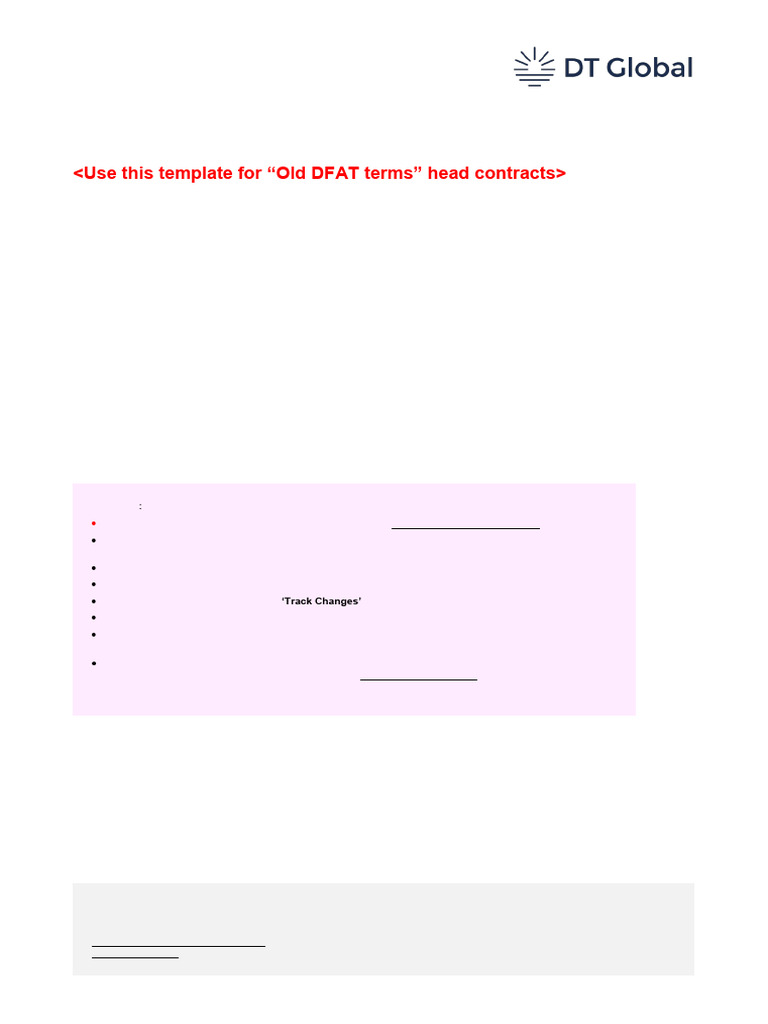 Subcontractor Agreement Template for DFAT | PDF | Taxes | Employment