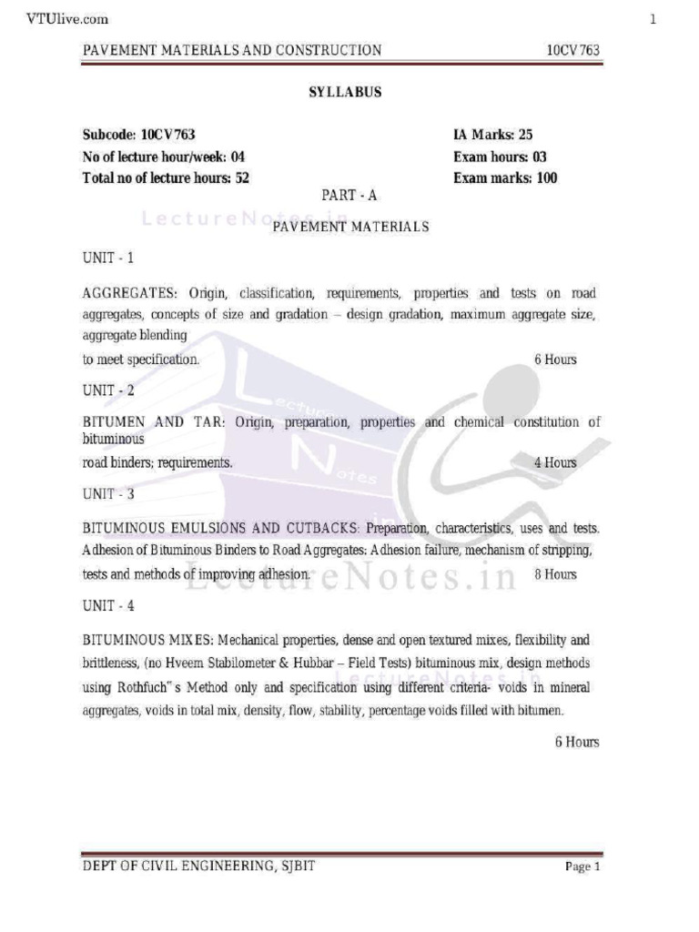 Note Pavement Materials and Constructions PMC by MD Ra - LectureNotes | PDF