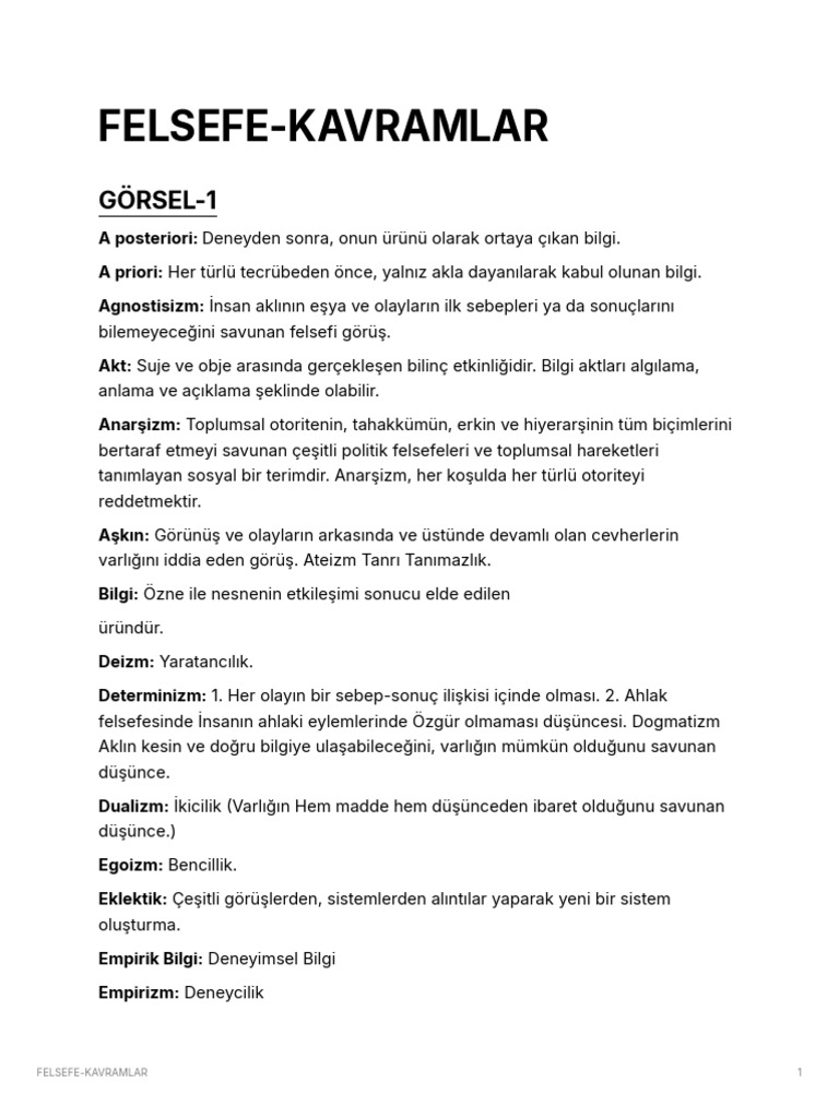 Felsefe Kavramlar | PDF