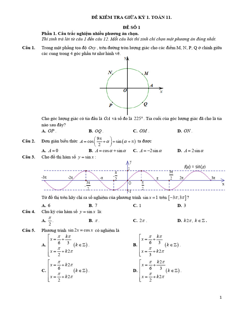 10 de Kiem Tra Giua Hoc Ky 1 11pdf | PDF