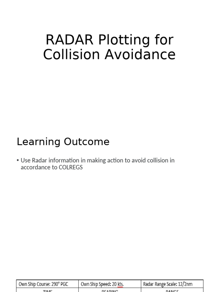 RADAR Plotting For Collision Avoidance | PDF | Navigation