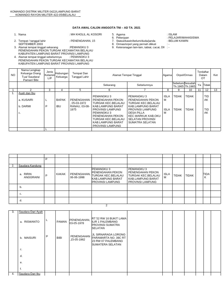 Data Awal SKBD Kosong | PDF