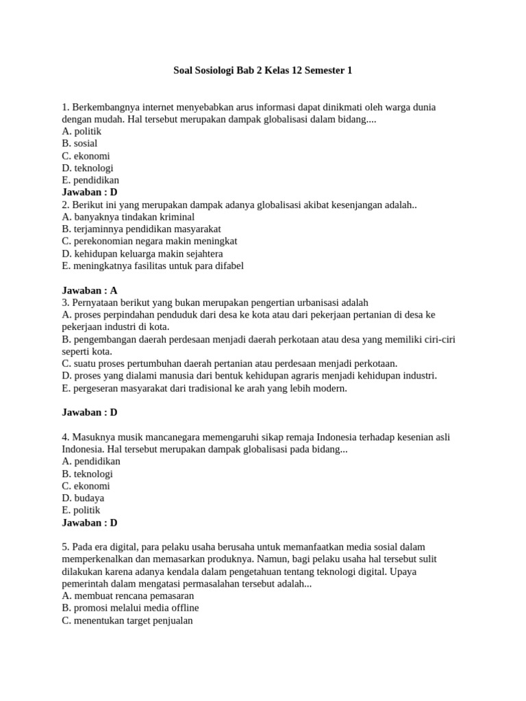 Soal G-Eval (2) Sosiologi Kelas 12 | PDF | Politik