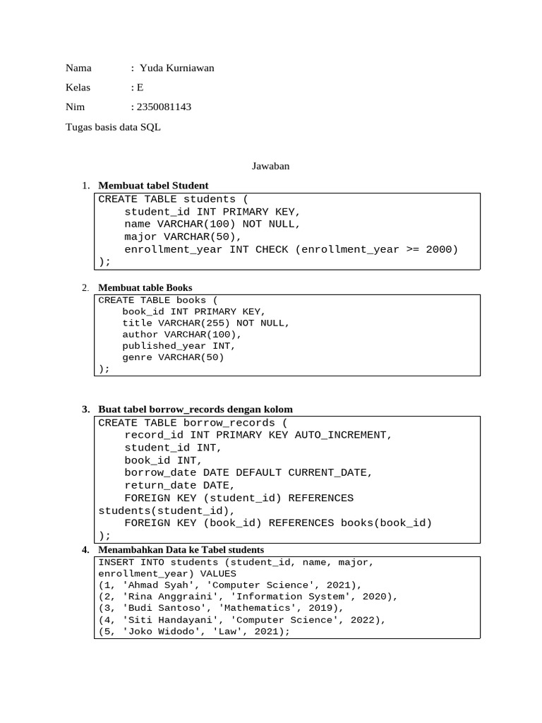 basis data tugas sql | PDF | Information Technology Management | Data