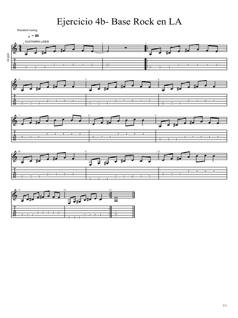 Base Rock 4b - en LA - Guitarra 1 | PDF