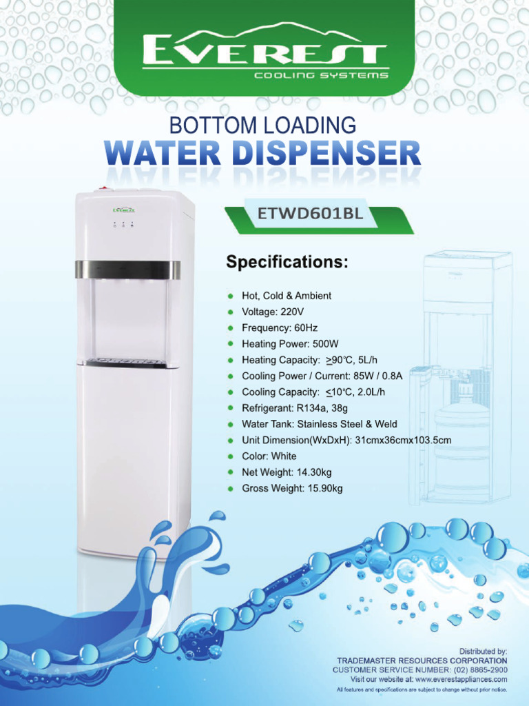 Bottom Loading Water Dispenser Specs | PDF