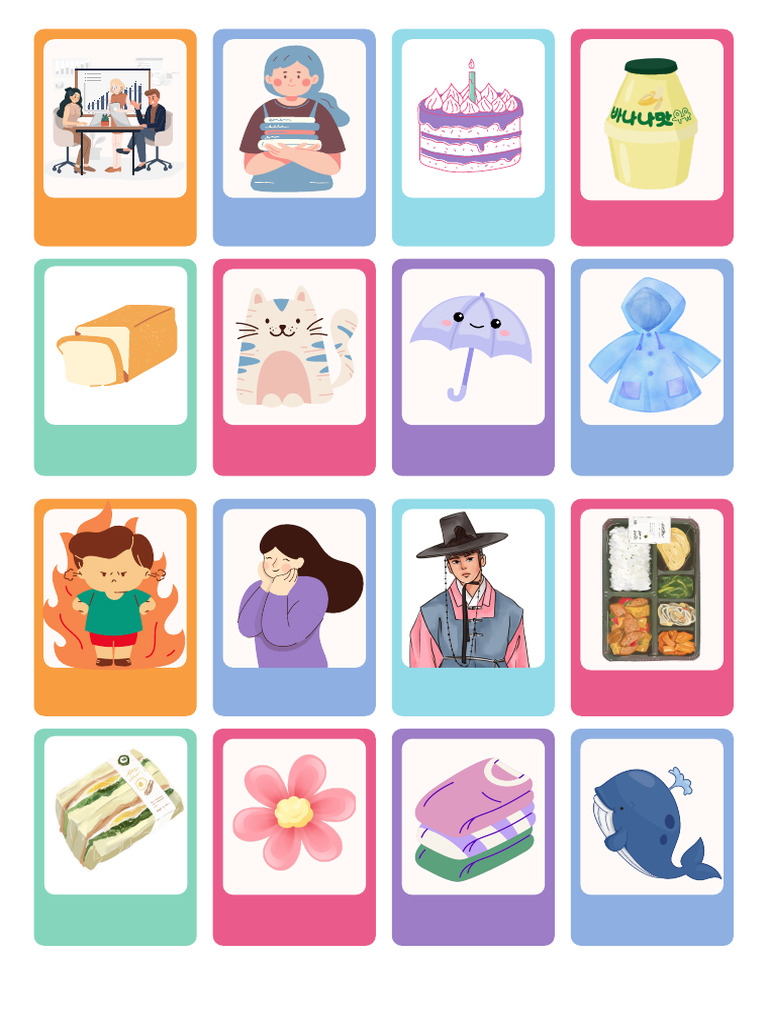 Flashcard Makanan Warna-Warni Pastel Digambar Tangan Organik (Dokumen ...