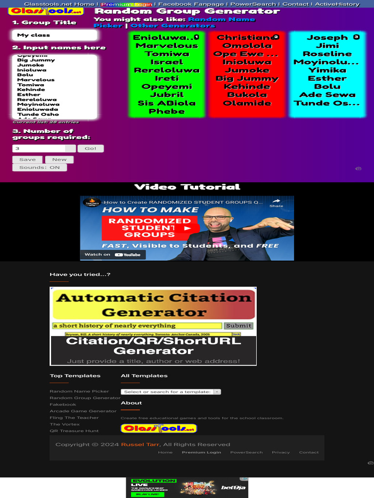 Random Group Generator (Split List of Names Into Teams) | PDF