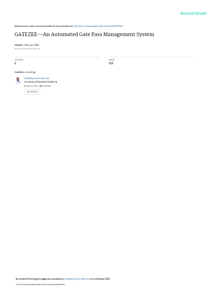 GATEZEE An Automated Gate Pass Management System | PDF | Authentication ...