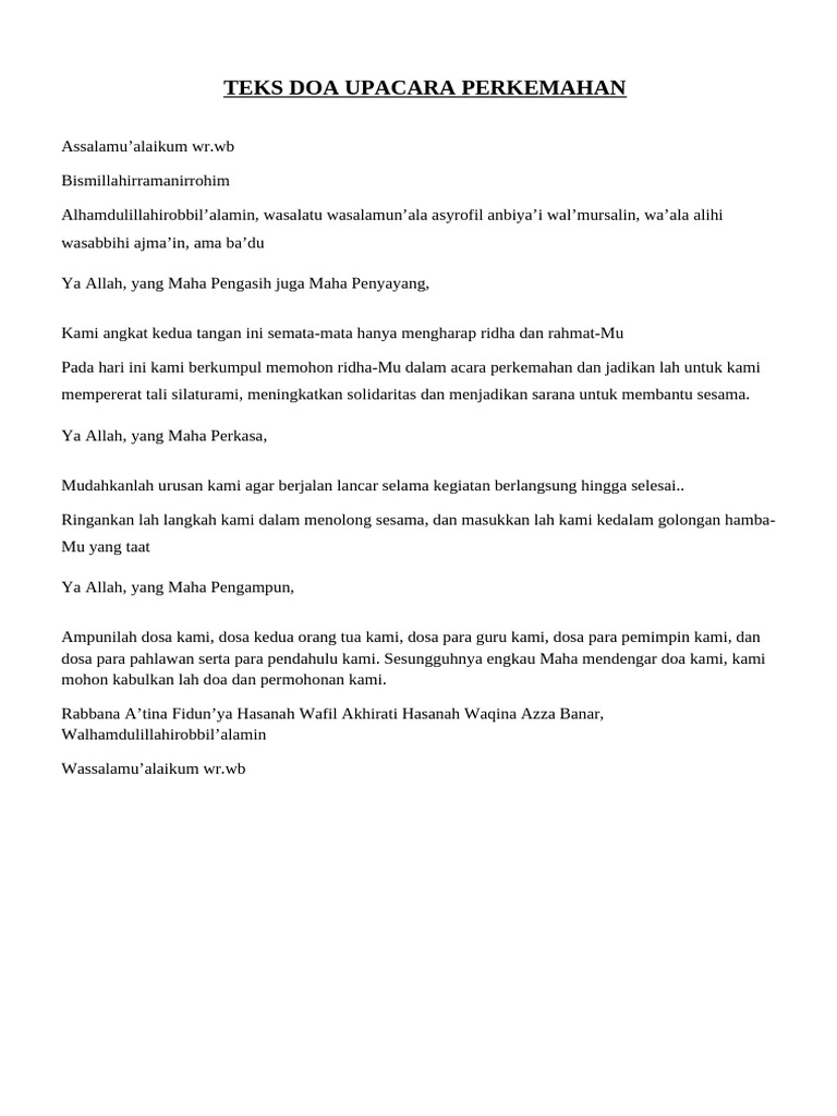 Teks Doa Upacara Perkemahan | PDF