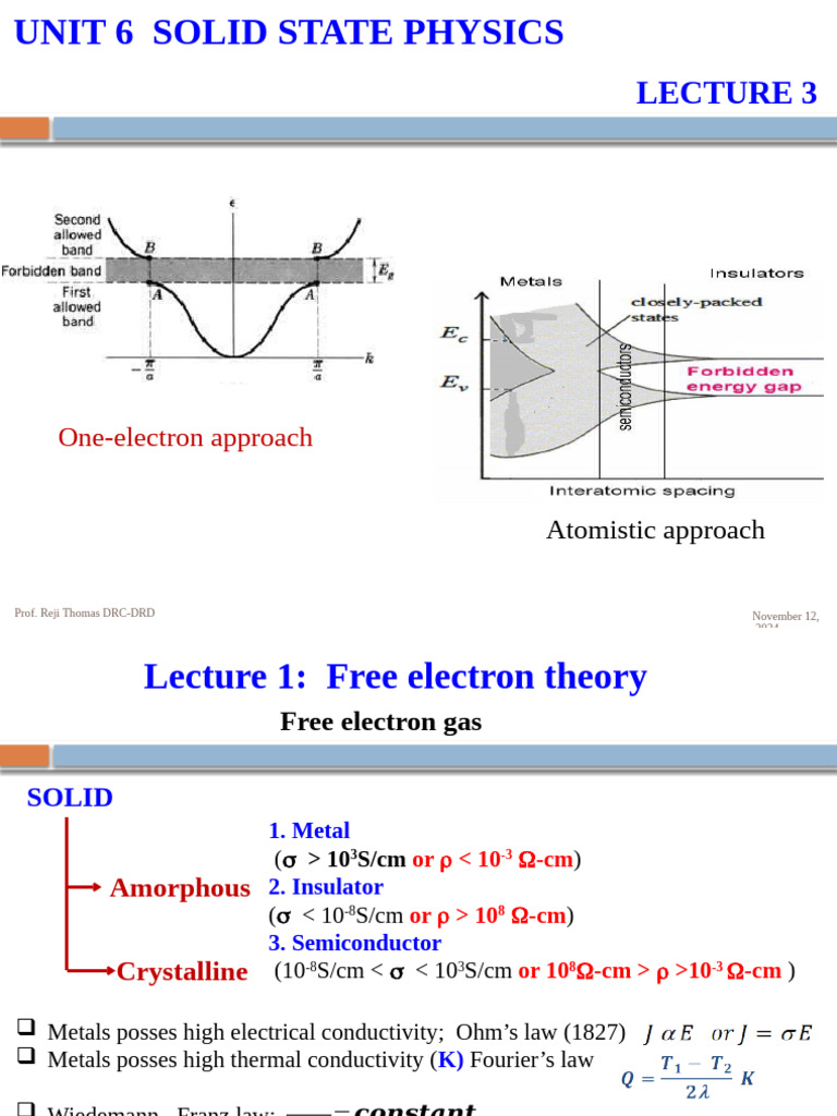 Unit5_Lecture3 | PDF | Electron | Electrical Resistivity And Conductivity