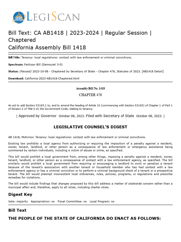 Bill Text - CA AB1418 - 2023-2024 - Regular Session - Chaptered ...