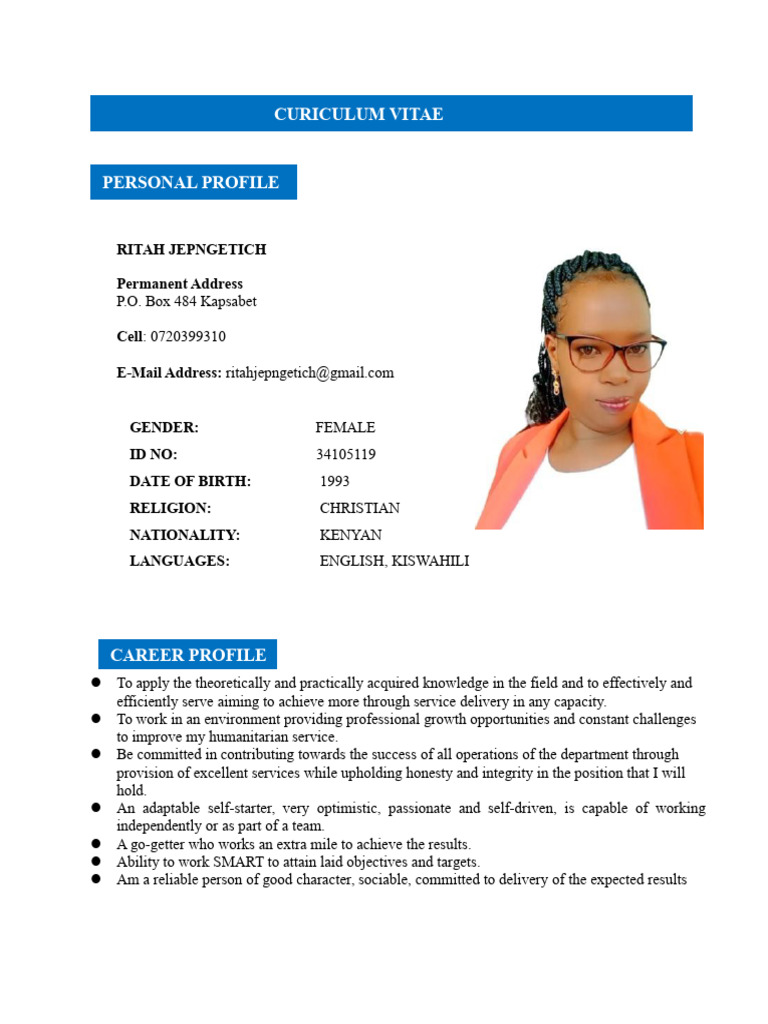 Rita Chepngetich CV | PDF | Medical Imaging | Radiography