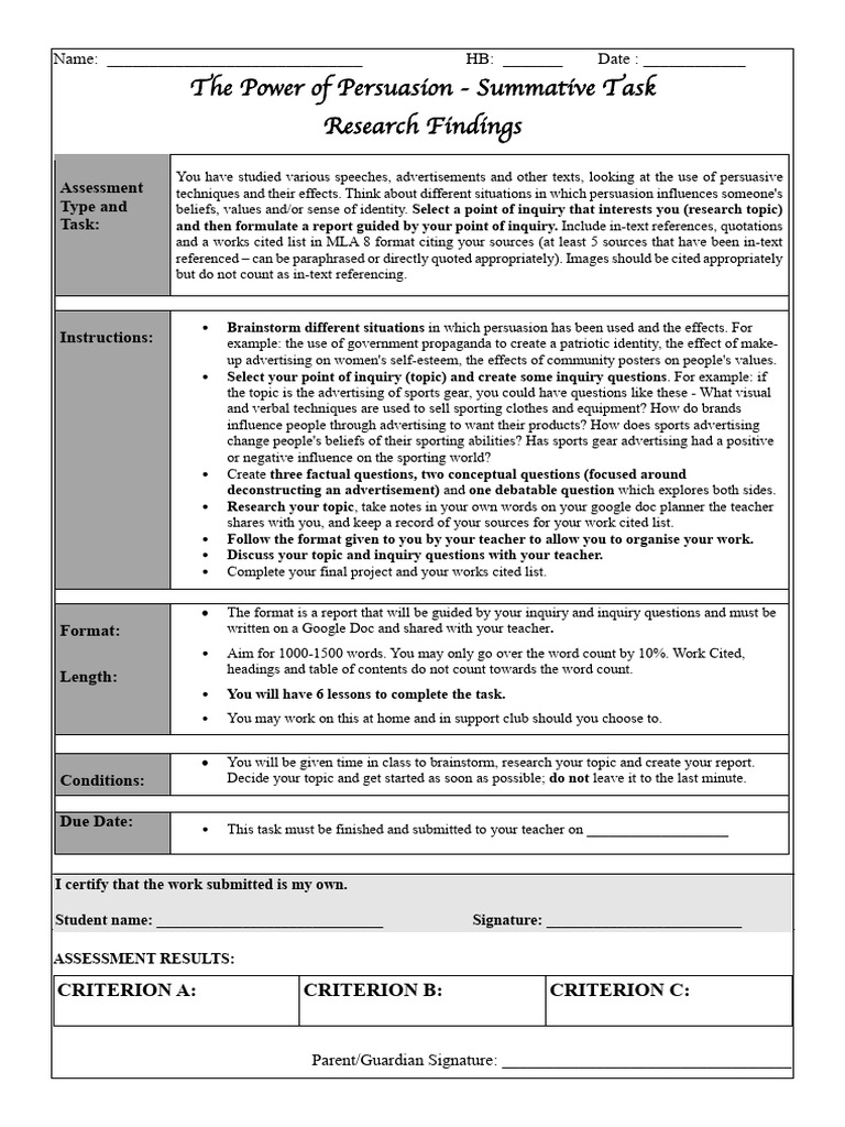 G8Q1 Research Project Assessment 2024 | PDF | Inquiry | Thought