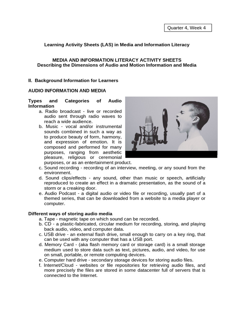 MIL LAS Q4 Wk5 MELC4b - 122944 | PDF | Mp3 | Sound Recording And ...