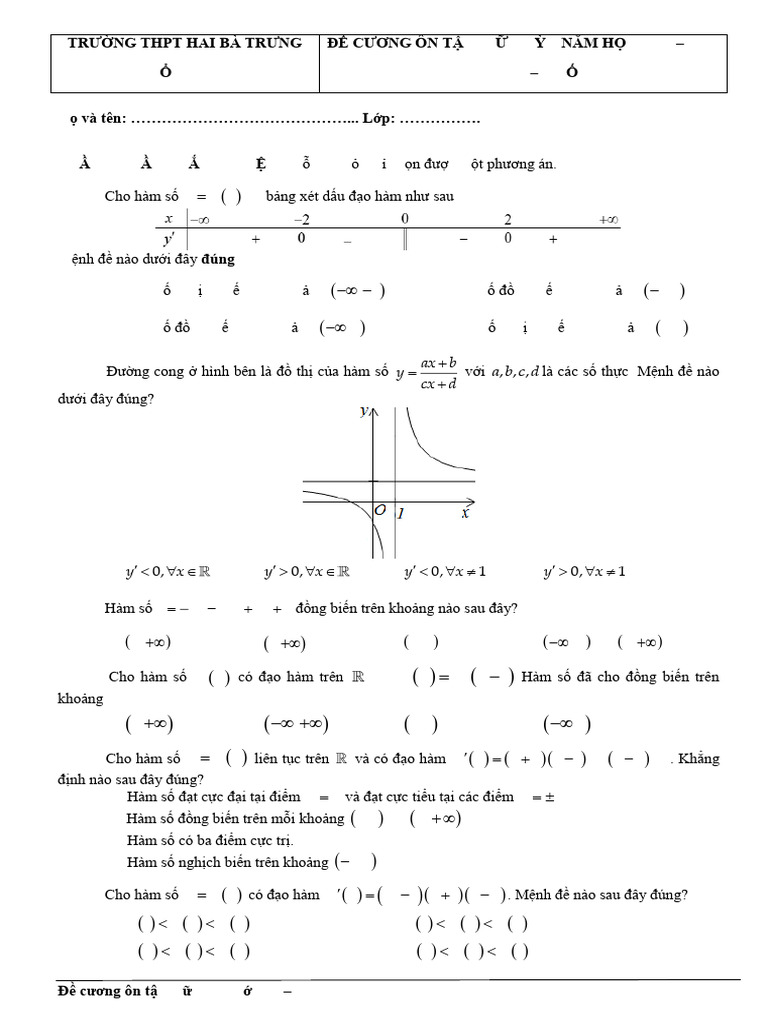 Đề cương12 GK1 24 .25 - HBT - HS - in | PDF