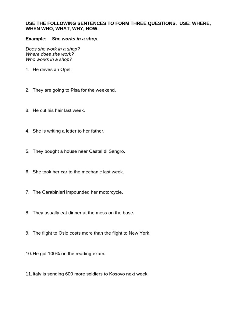 Forming Questions from Sentences | PDF | Language Arts & Discipline