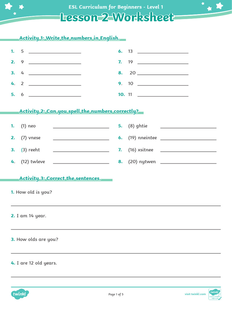 T e 1669718598 Esl Curriculum For Beginners Lesson 2 Worksheet Ver 2 ...