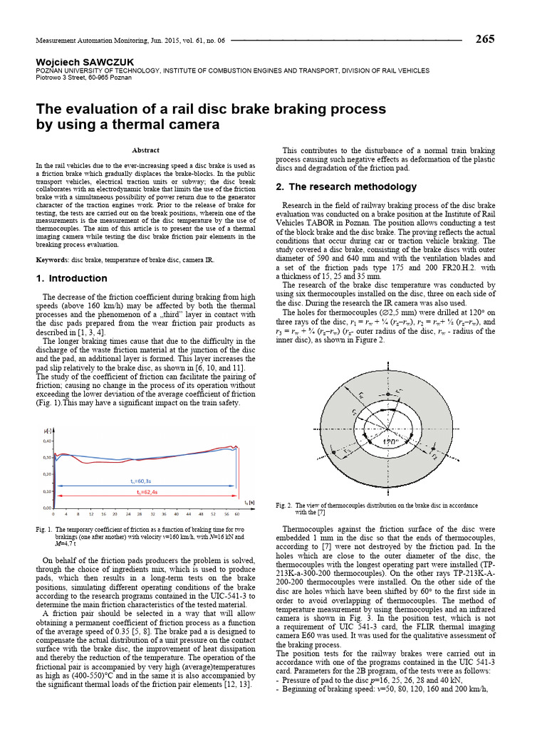The Evaluation of A Rail Disc Brake | PDF | Thermography | Brake