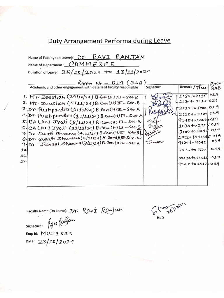 Class Adjustment Document | PDF