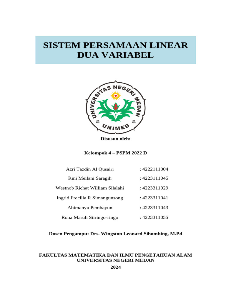 Modul Ajar BAB 2 Sistem Persamaan Linear Dua Variabel | PDF | Metode & Bahan Ajar | Seni