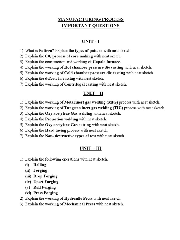 MP IMPORTANT QUESTIONS | PDF | Forging | Welding