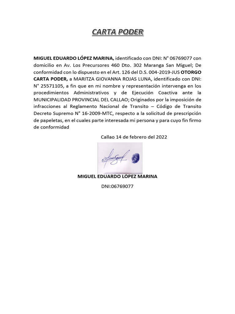 Modelos de Carta Poder | PDF