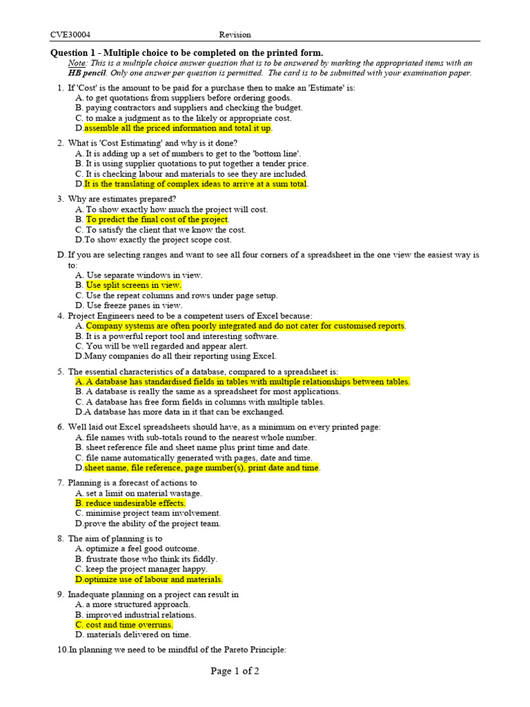 Revision Q1 - Multiple ChoiceAnswerR1 | PDF | Interest | Economies