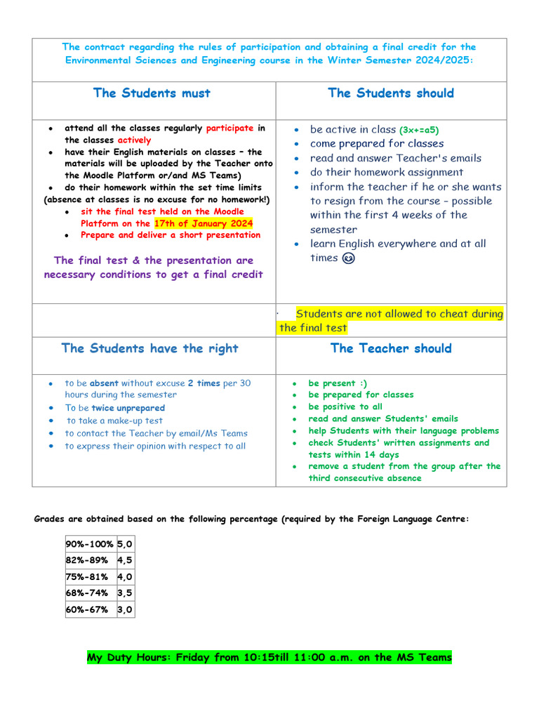 STUDENT CONTRACT | PDF