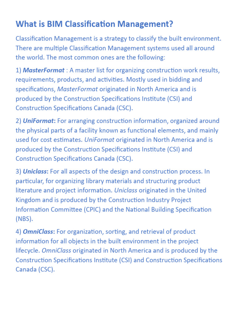 What Is BIM Classification Management | PDF