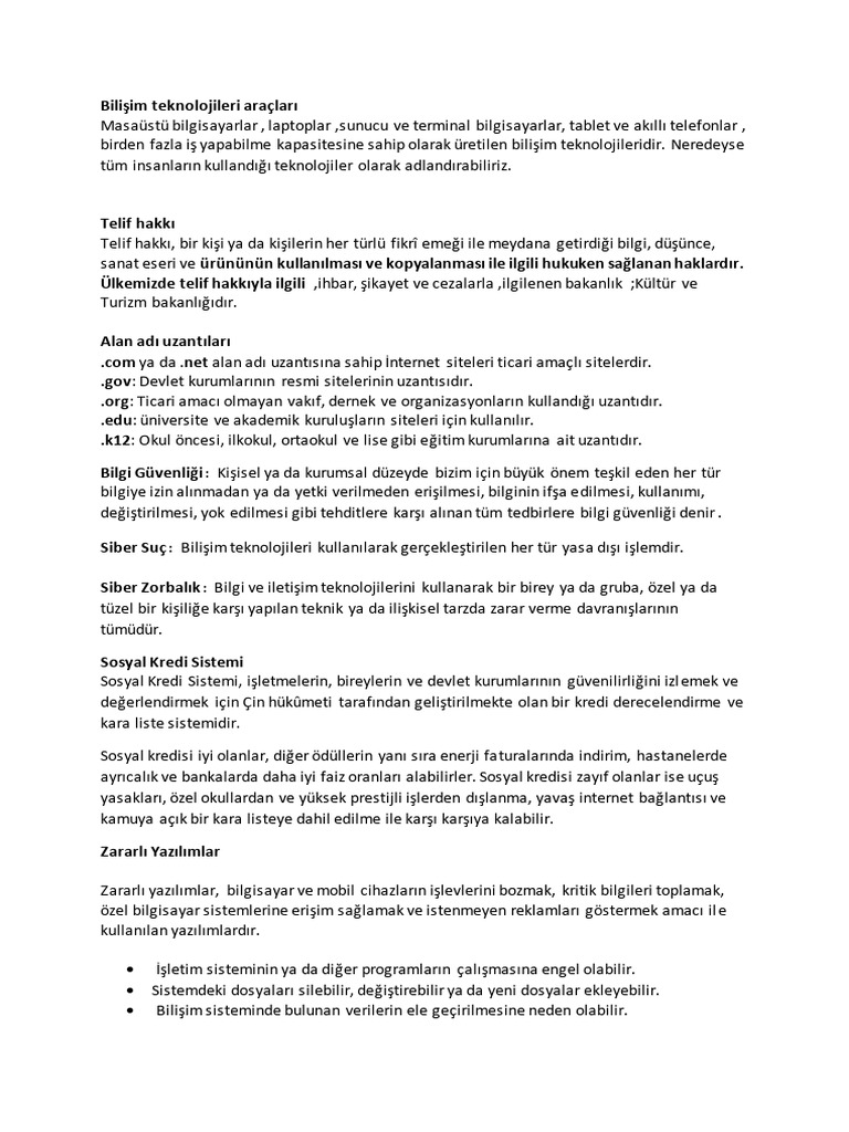 9lar Ders Notları | PDF