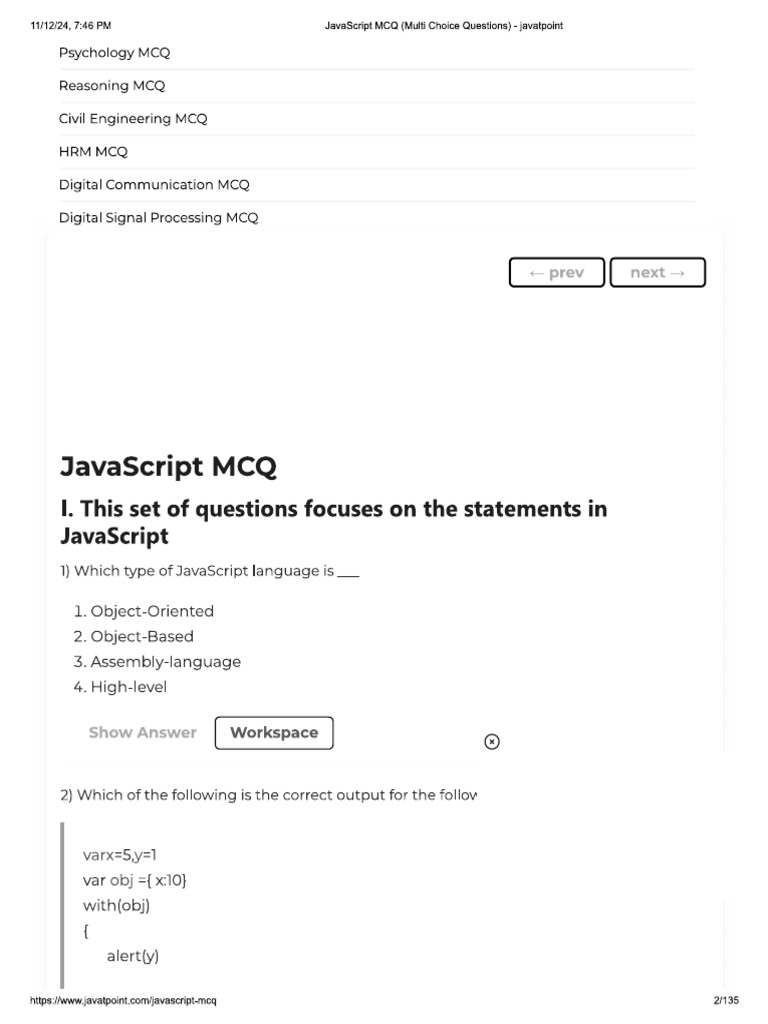 JS MCQ | PDF